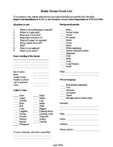 Bomb-threat-Checklist-GWINNETT - UGA Emergency Preparedness